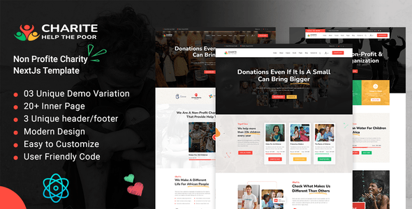 Charite - Non-Profit Charity React NextJs Template by SolverWp | ThemeForest